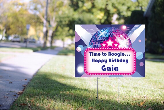 Disco Birthday Yard Sign, Happy Birthday Lawn Sign, Retro Disco Dance ...
