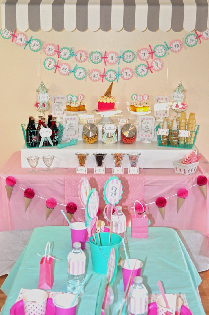 Ice Cream Birthday Favor Tags, Sweet Shoppe, Vintage Ice Cream Parlour ...