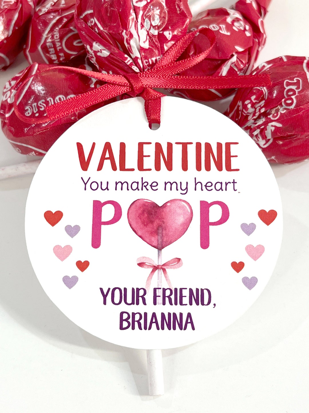 Kids Valentine Tags Lollipop You Make My Heart Pop, Kids School ...