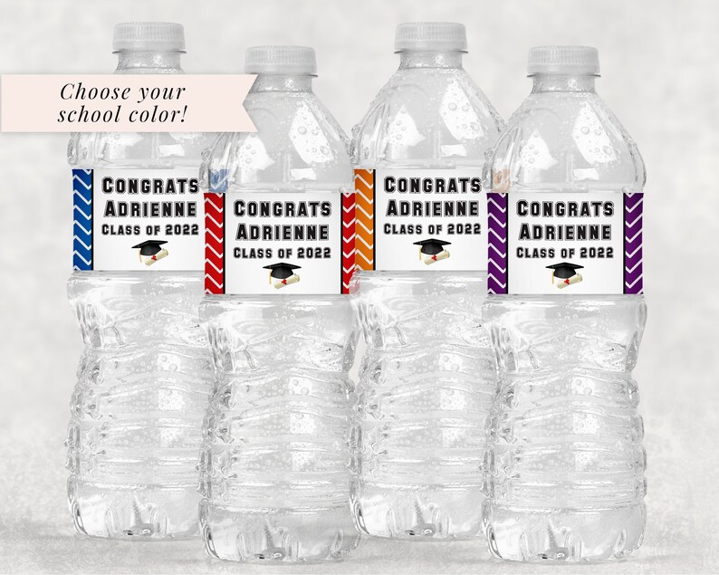 Graduation Water Bottle Labels Class of 2022 Congrats Grad - Etsy