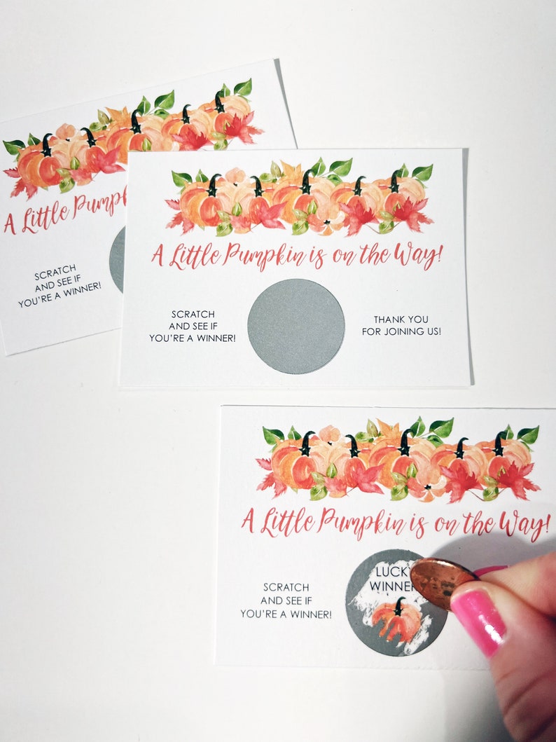 Pumpkin Baby Shower Game Scratch off Ticket Cards Printed, Orange ...
