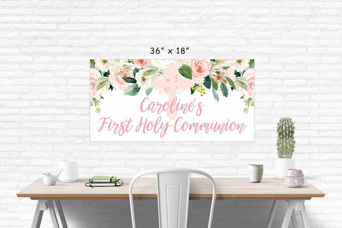 First Holy Communion Banner 1st Communion Party Decorations - Etsy
