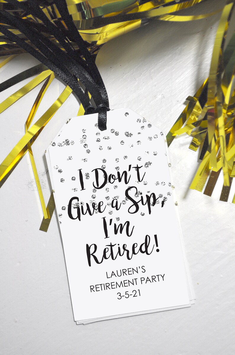 Retirement Party Favor Tags Silver Happy Retirement Mini Wine - Etsy