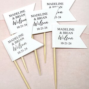 Wedding Cupcake Flags Toothpick Flags Personalized Cupcake Flags Custom Wedding Modern Minimal ...