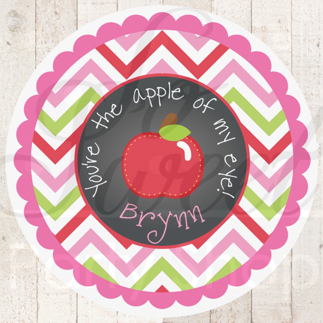 Birthday Favor Stickers, 1st Birthday, Apple of My Eye Birthday Party ...