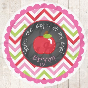 Birthday Favor Stickers, 1st Birthday, Apple of My Eye Birthday Party ...