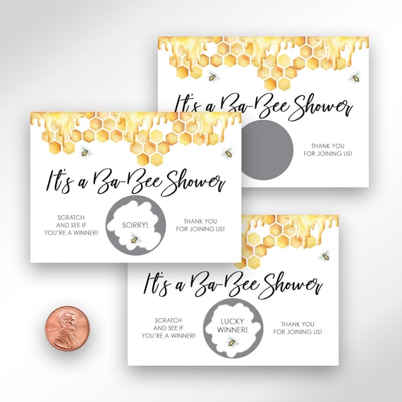 Bumble Bee Baby Shower Game Scratch Off Ticket Cards Printed, Honeycomb ...