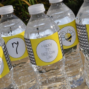 Bee Birthday Water Bottle Labels - Bumble Bee Theme - Happy Bee-day ...