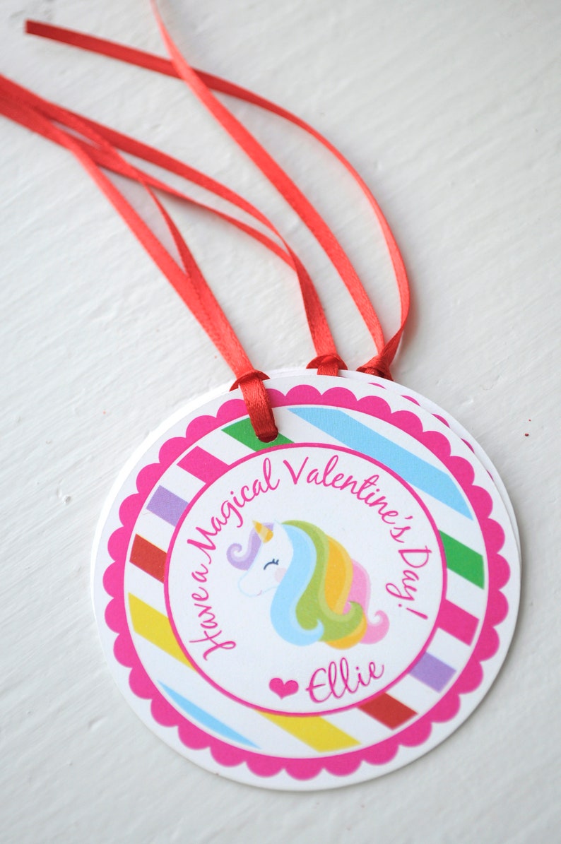 Unicorn Valentine Treat Tags, Kids Valentines Day Treat Tags, Classroom ...