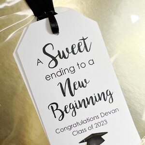 Graduation Tags Sweet Ending to a New Beginning Party Favor Tags ...