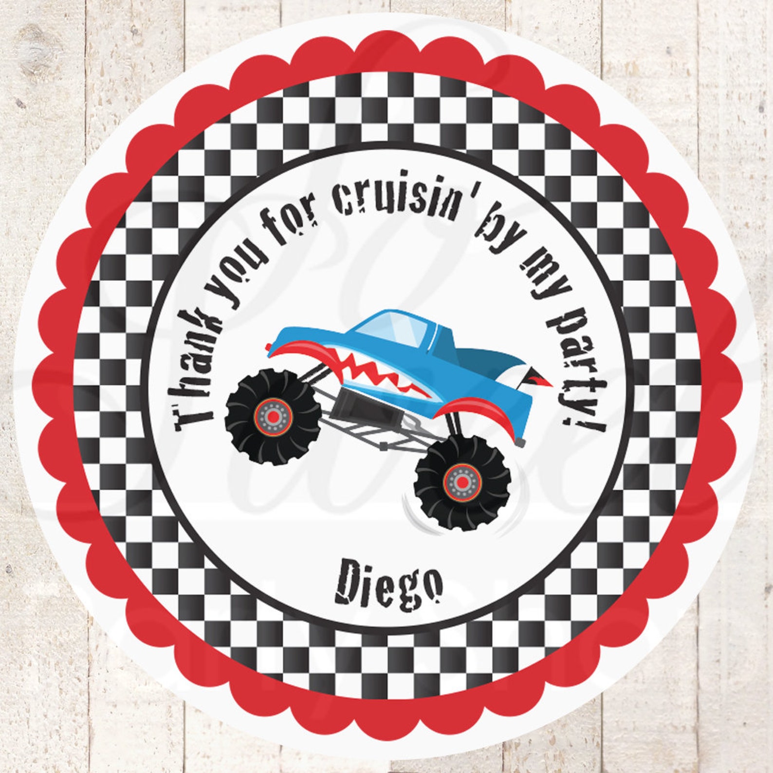 Monster Truck Birthday Party Favor Stickers Racing Monster | Etsy