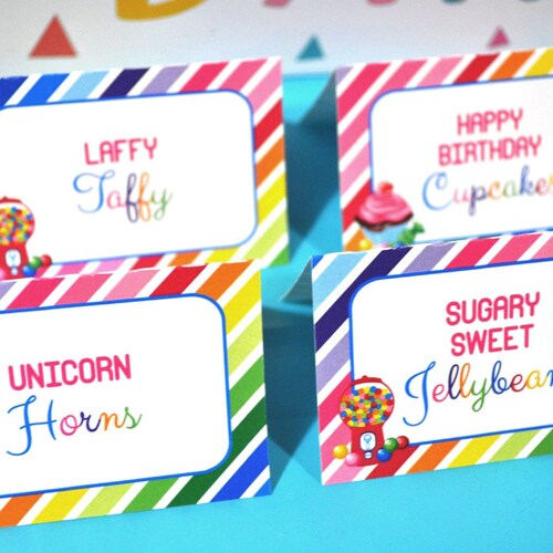 Candy Food Labels Instant Download Sweets Birthday Tent Cards - Etsy