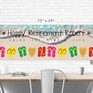 Personalized Beach Retirement Banner, Happy Retirement Decorations ...