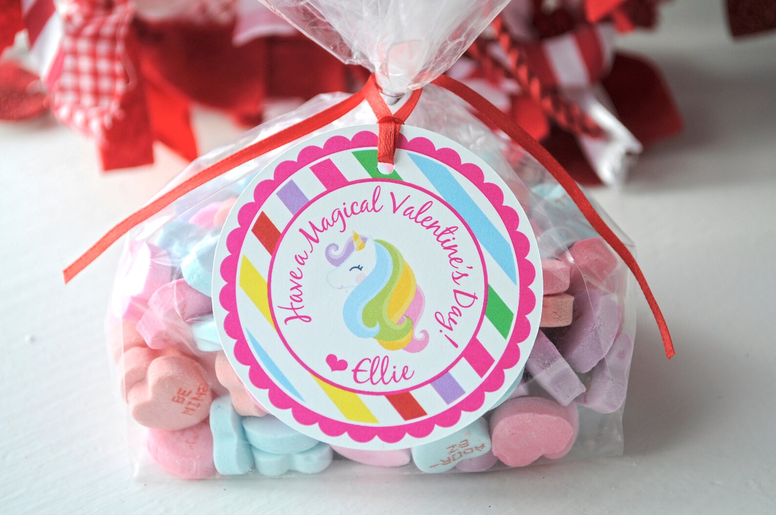 Unicorn Valentine Treat Tags, Kids Valentines Day Treat Tags, Classroom ...