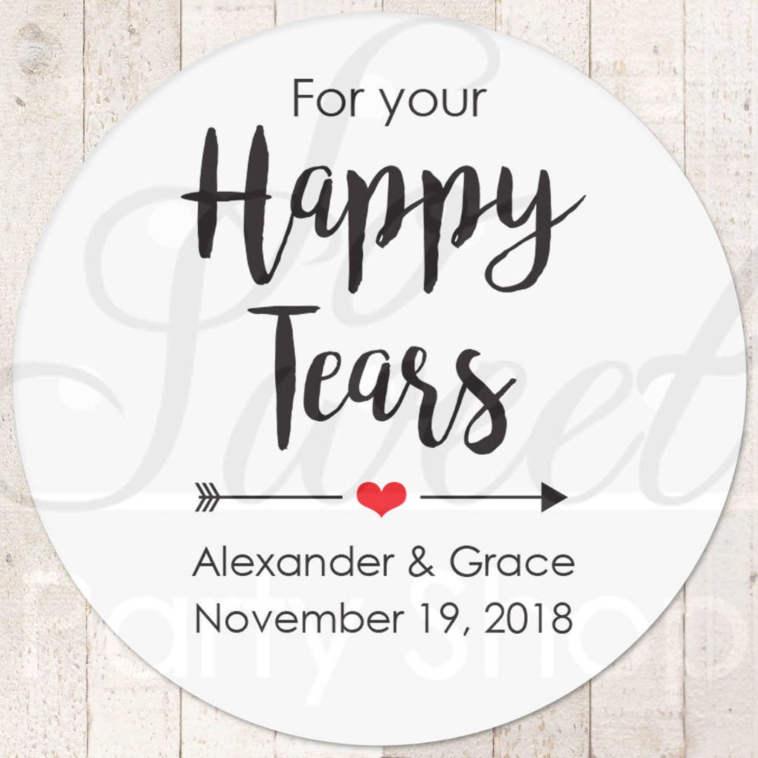 Happy Tears Stickers, Wedding Favor Stickers, Tissue Sticker, Wedding ...