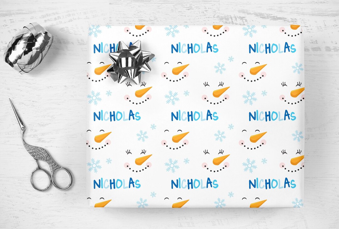 Personalized Christmas Gift Wrap, Snowman Personalized Name Wrapping ...