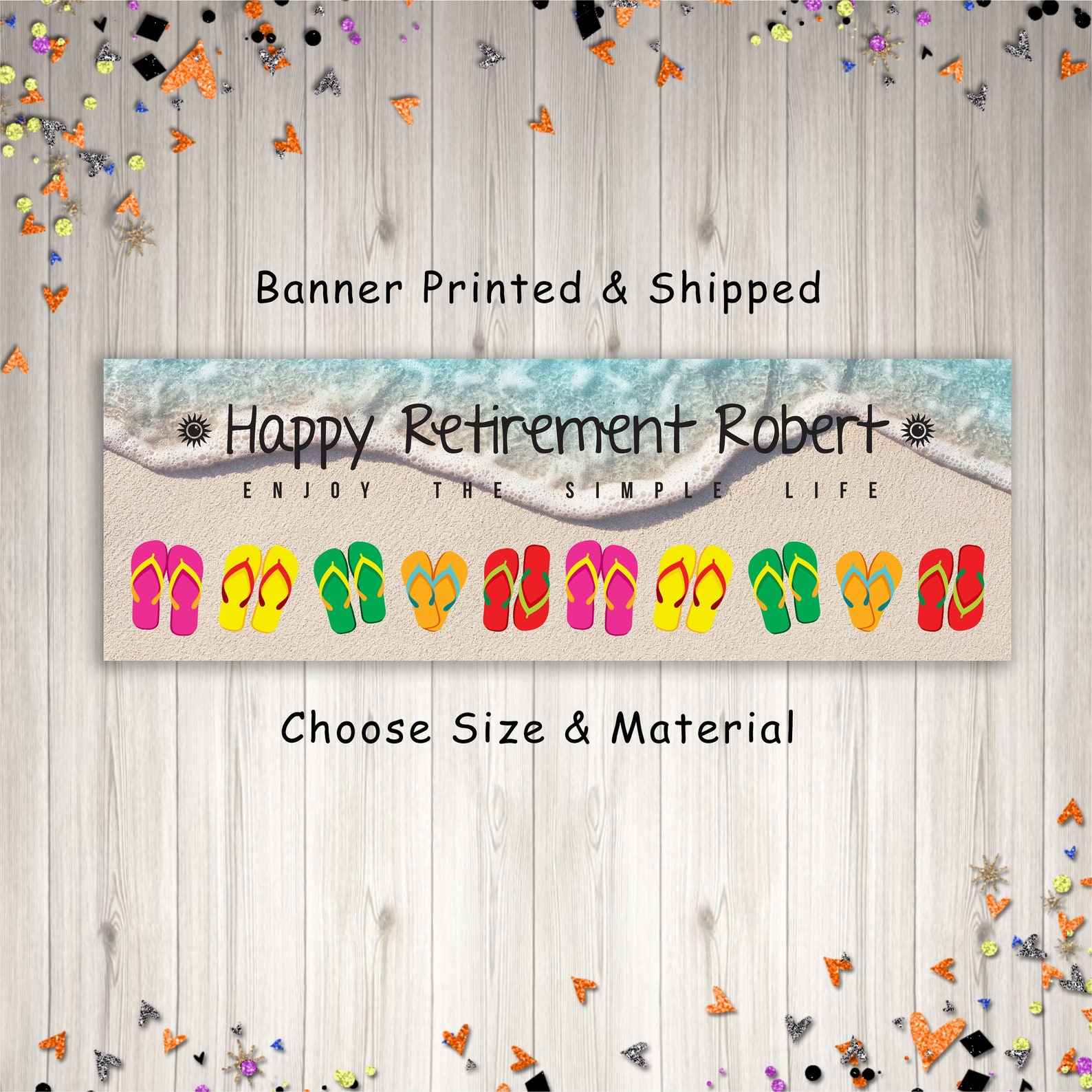 Personalized Beach Retirement Banner, Happy Retirement Decorations ...