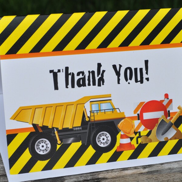 Construction Theme Thank You Cards - Etsy