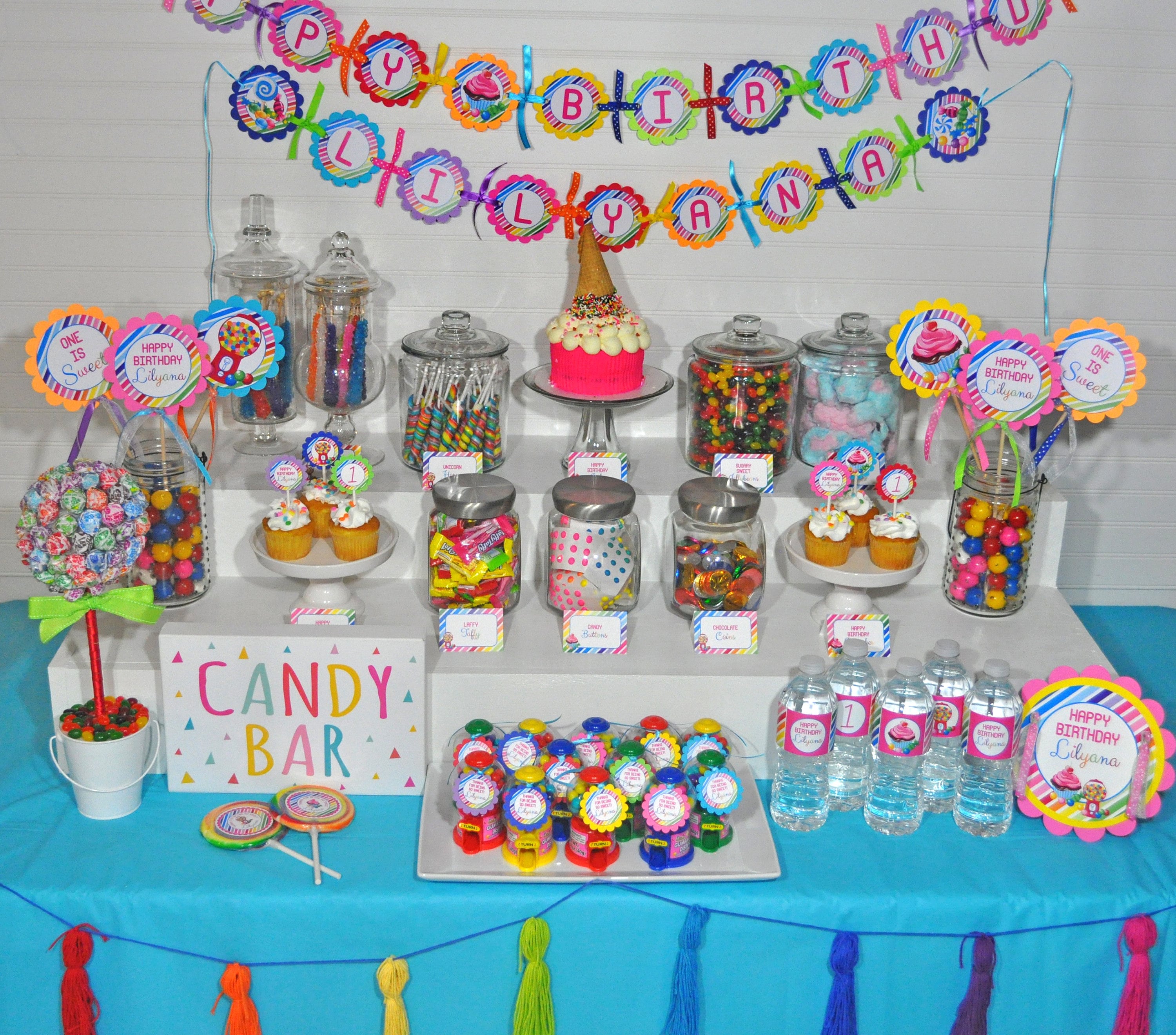 Cupcake Toppers Candy Sweet Shoppe Birthday, 1st Birthday, Rainbow ...