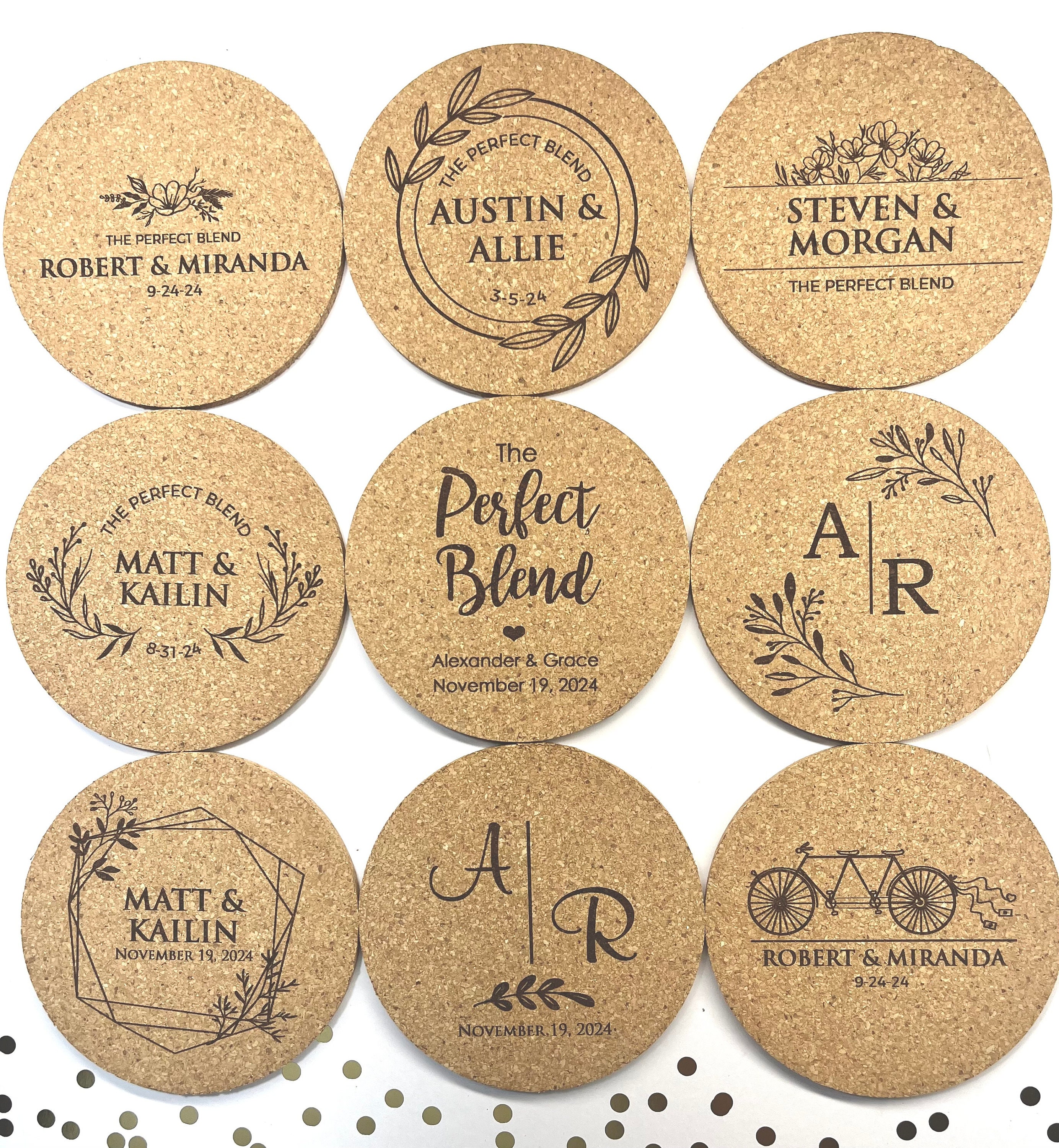 Custom Bulk Wedding Favor Coasters Engraved Coasters Personalized ...