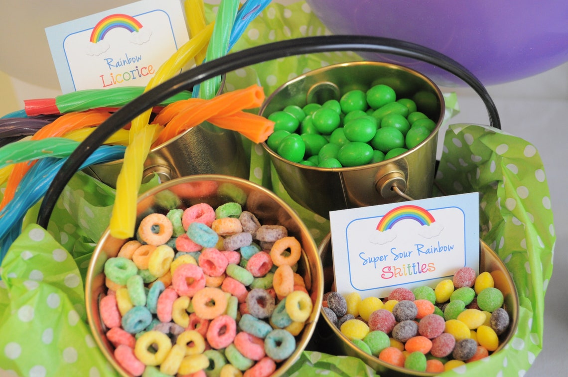Rainbow Party Food Label Cards Rainbow Candy Labels Rainbow - Etsy