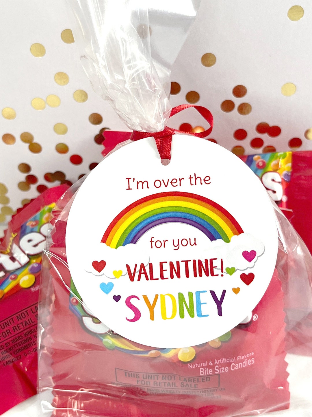 Valentine Tags for Kids Rainbow Skittles, School Valentines Day Cards ...