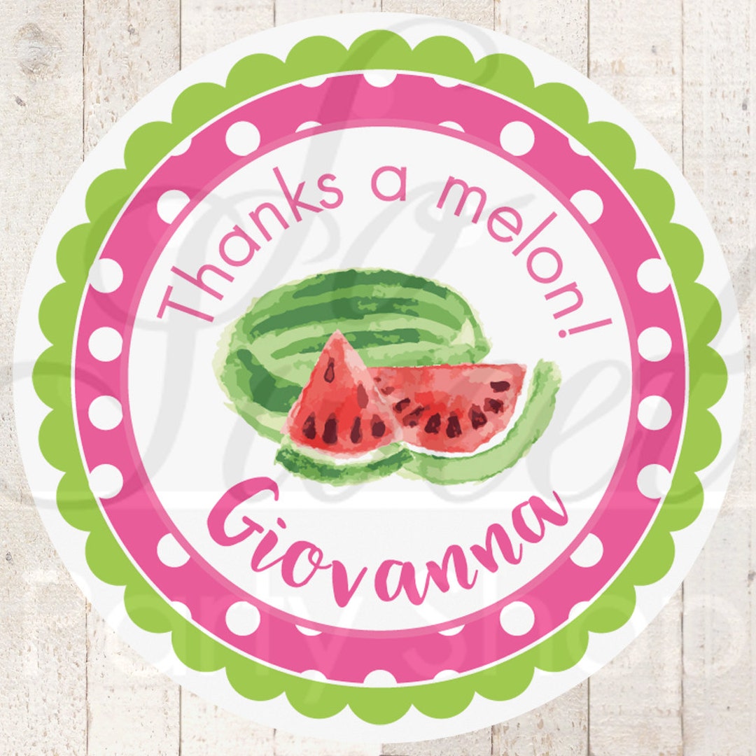 Watermelon Party Favor Stickers, Thank You Stickers, Birthday Party ...
