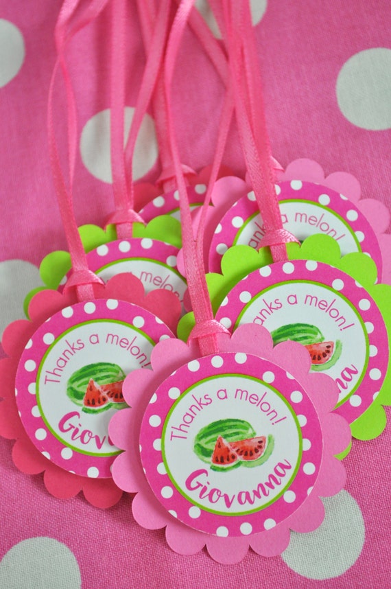 Watermelon Party Favor Tags, Thank You Tags, Party Favors, Girls ...