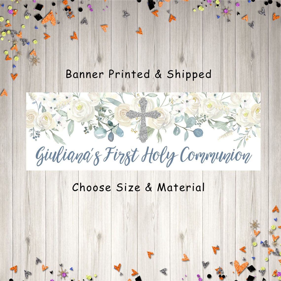 First Holy Communion Banner 1st Communion Party Decorations - Etsy