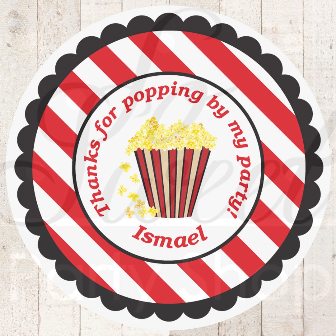 Movie Night Personalized Stickers Party Favor Tags Thank You Tags ...