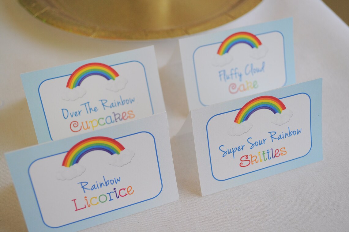 Rainbow Party Food Label Cards Rainbow Candy Labels Rainbow - Etsy