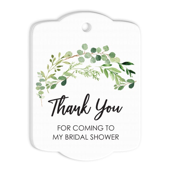 Bridal Shower Favor Tags Thank You Tags Greenery Leaves Bridal Shower ...
