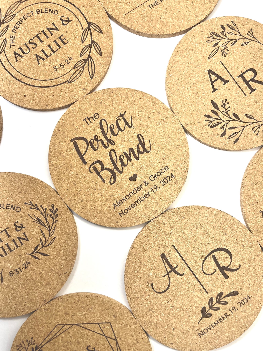 Custom Bulk Wedding Favor Coasters Engraved Coasters Personalized ...