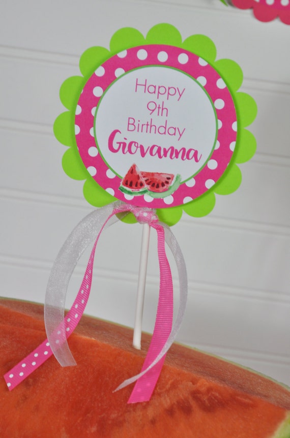Watermelon Cake Topper, Birthday Party Decorations, Personalized Cake ...