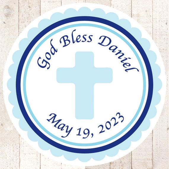 Baptism Sticker Favor Boy First Holy Communion Stickers Thank You ...