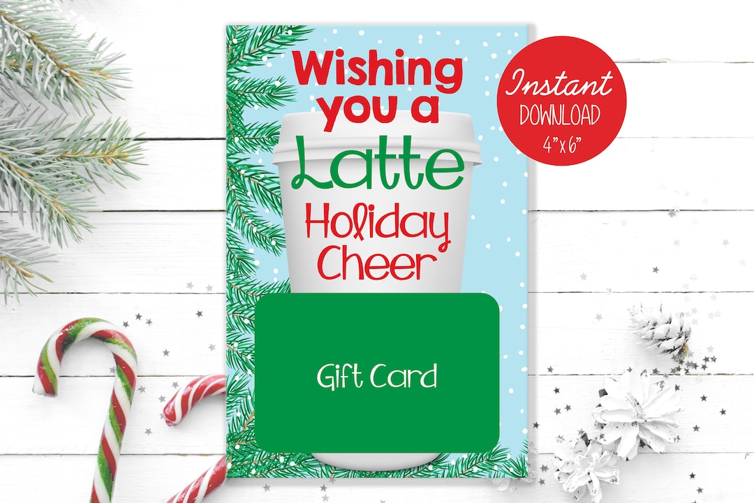 Printable Christmas Gift Card Holder Latte Coffee Instant Digital ...