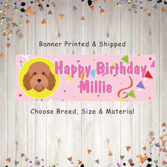 Dog Birthday Banner, Personalized Dog Birthday Party Decorations, Puppy ...