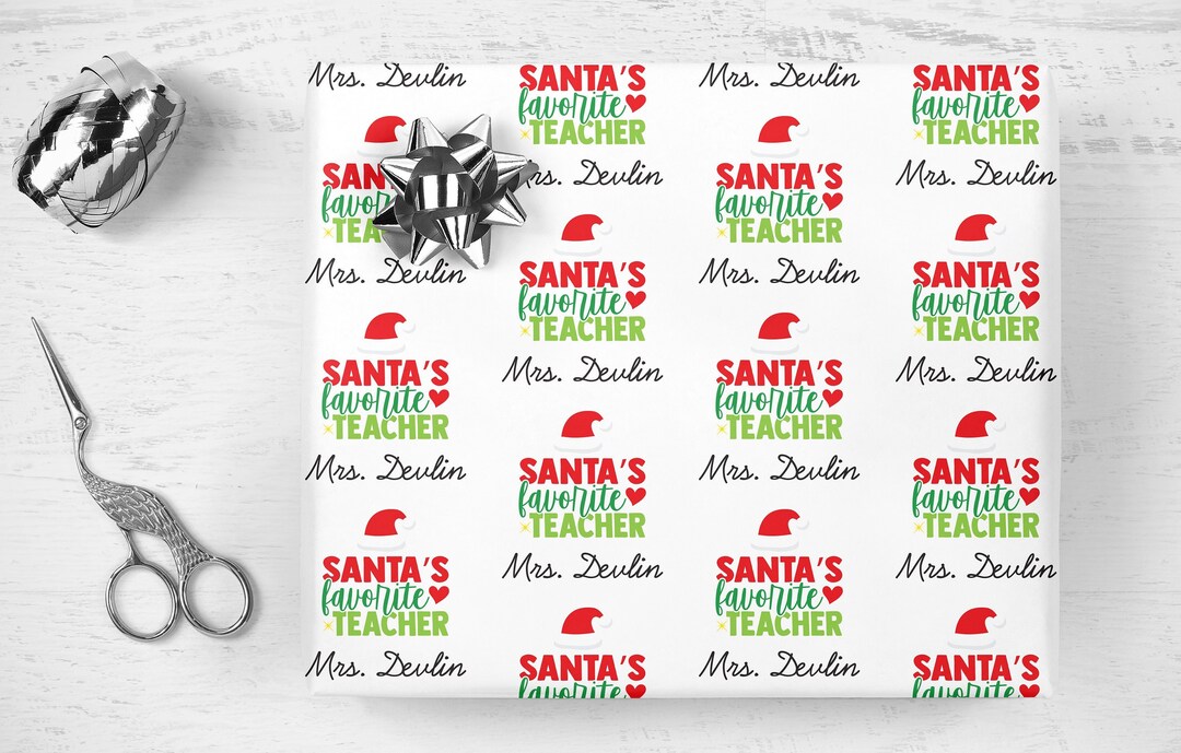 Teacher Christmas Gift Wrap, Personalized Teacher Gift Wrap Sheets ...