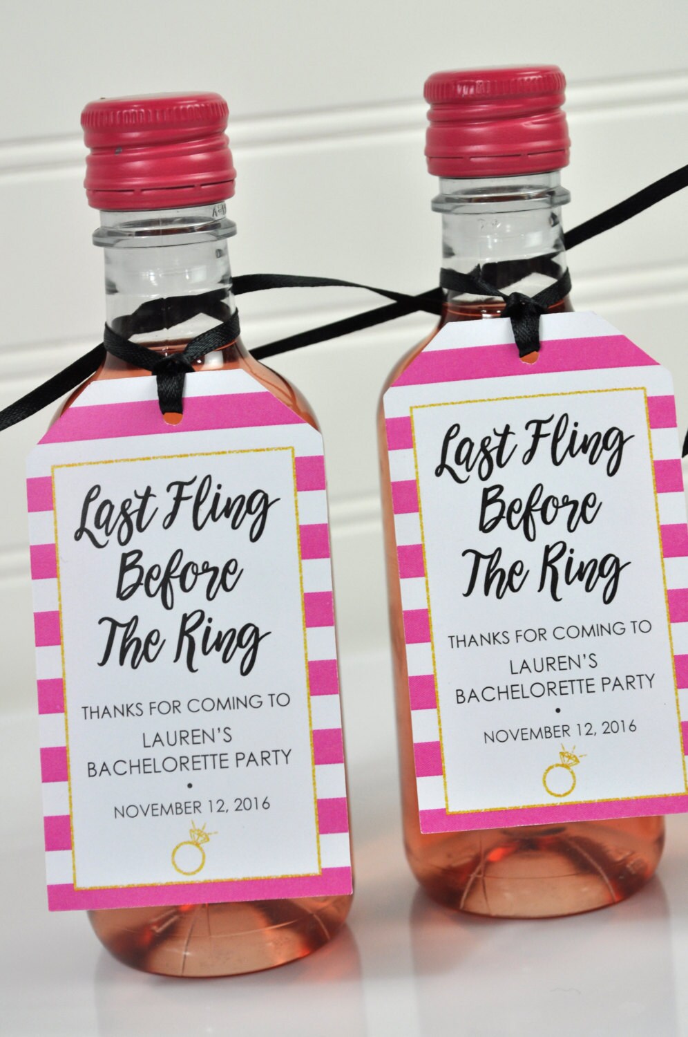 Mini Wine Bottle Favor Tags Bridal Shower Favors Last Fling | Etsy