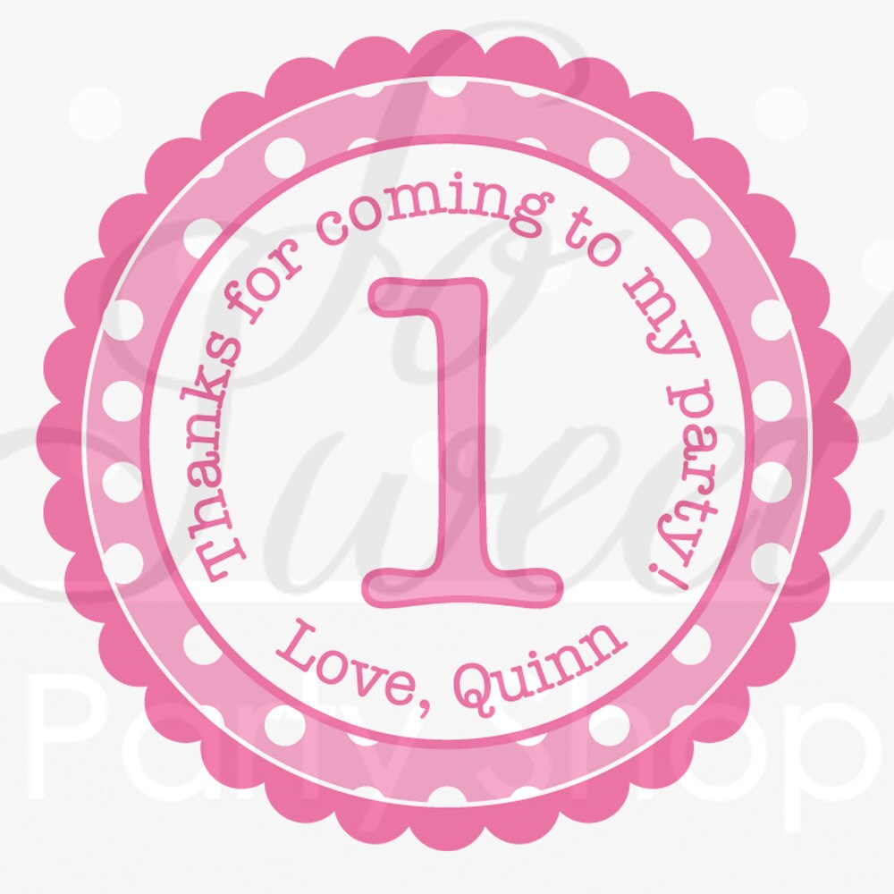 Girls 1st Birthday Party Favor Sticker Labels Thank You - Etsy