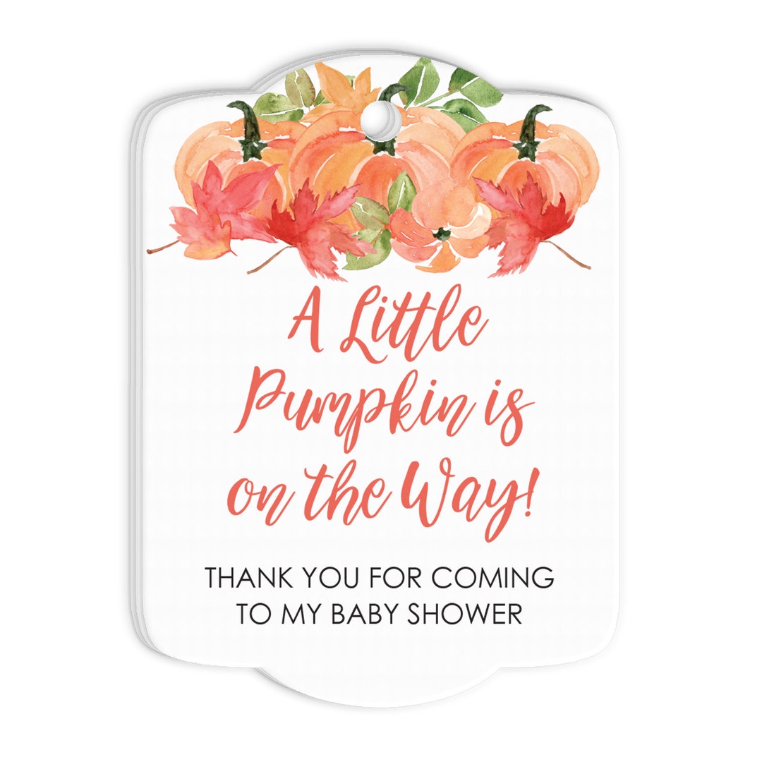 Pumpkin Baby Shower Favor Tags A Little Pumpkin is on the Way Thank You ...