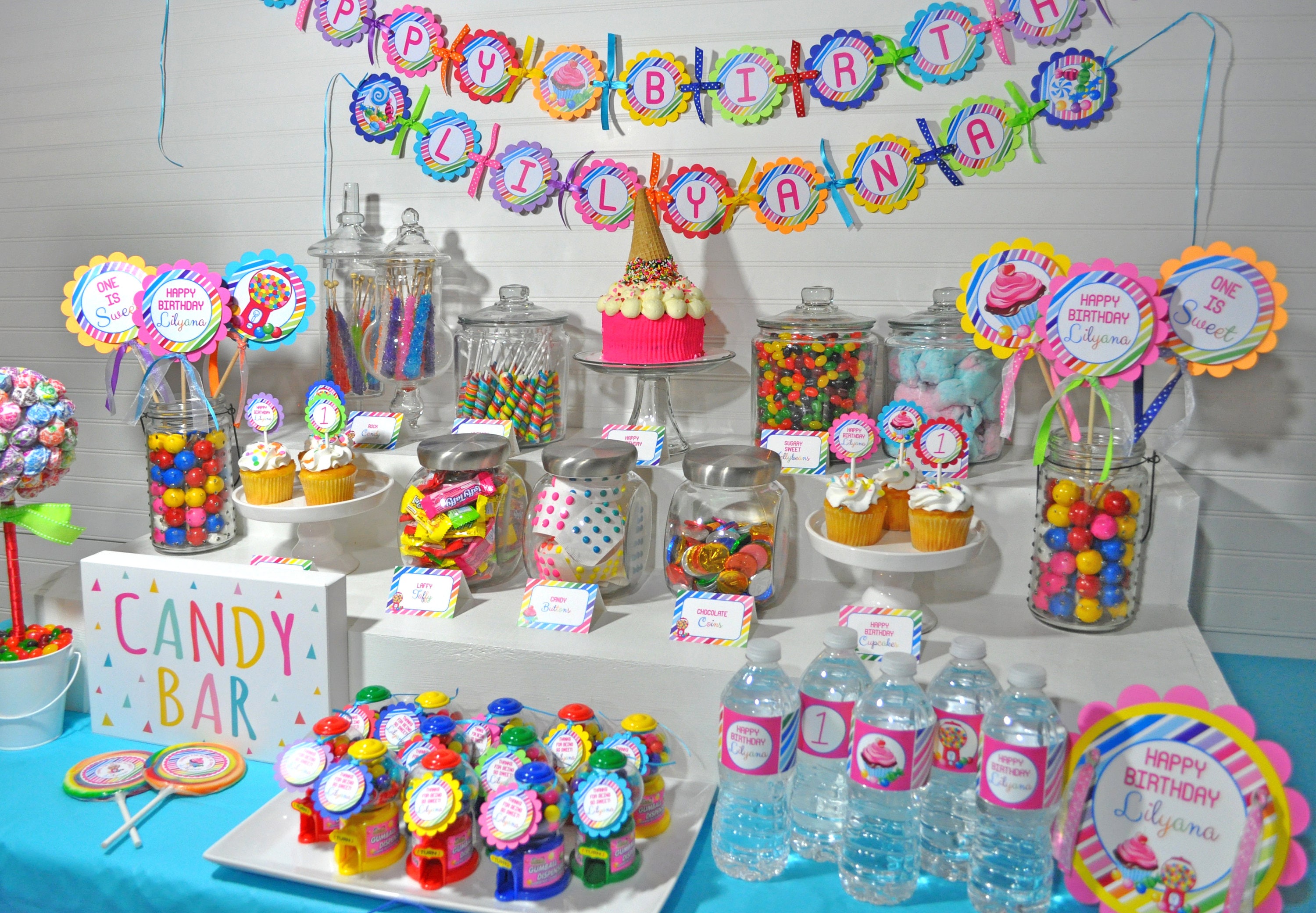 Cupcake Toppers Candy Sweet Shoppe Birthday, 1st Birthday, Rainbow ...