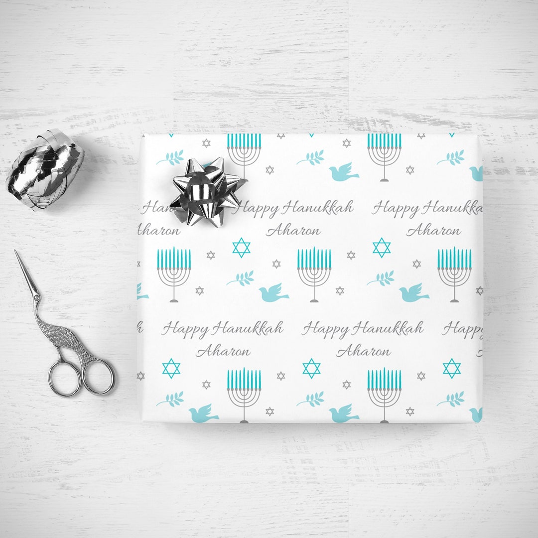 Hanukkah Gift Wrap, Happy Hanukkah Personalized Wrapping Paper Gift ...
