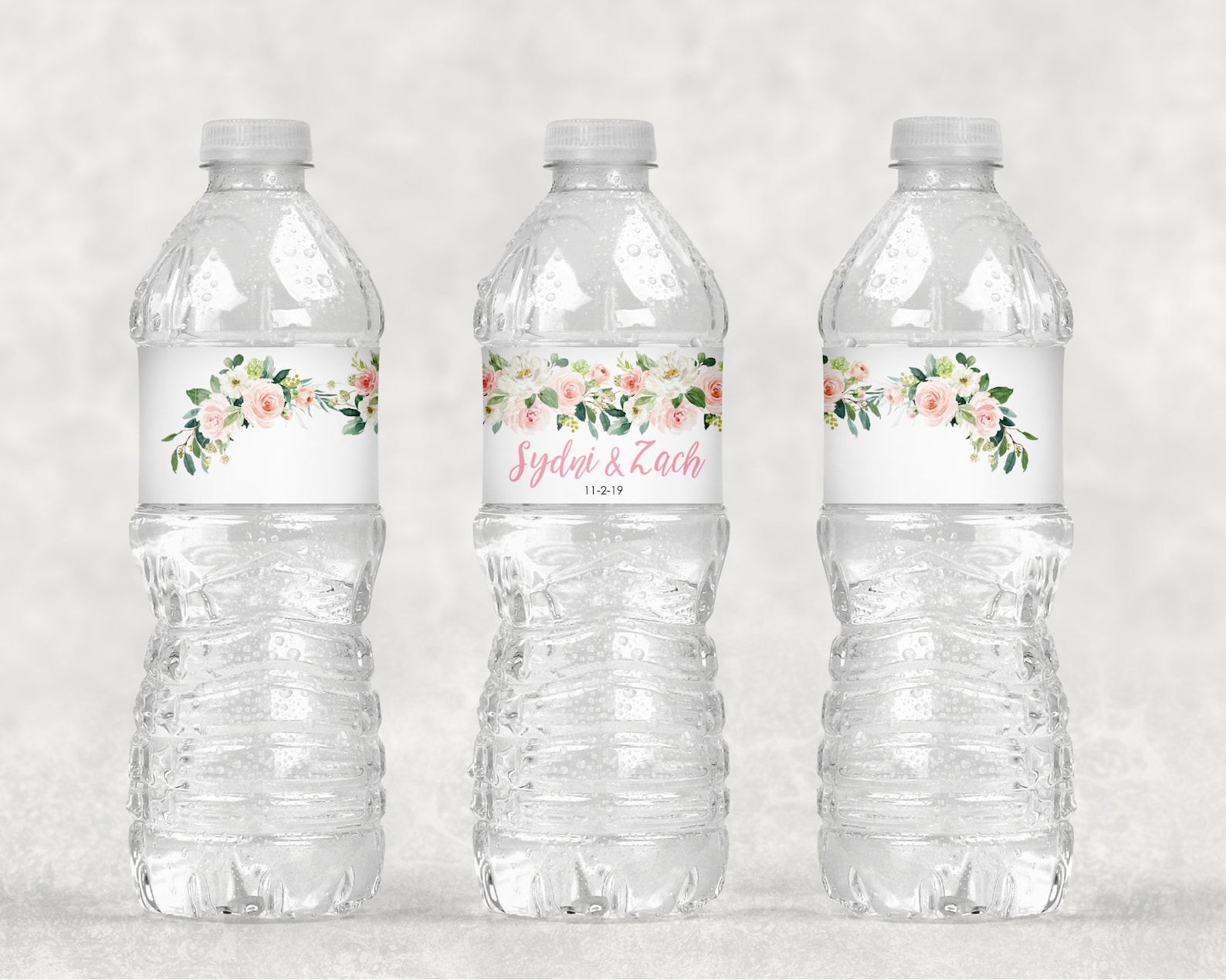 Wedding Water Bottle Labels Blush Floral Wedding, Bridal Shower Water ...