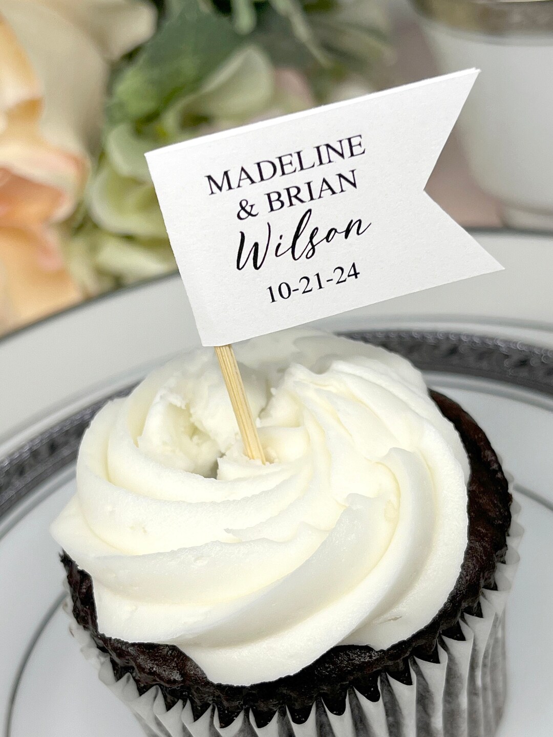 Wedding Cupcake Flags Toothpick Flags Personalized Cupcake Flags Custom ...