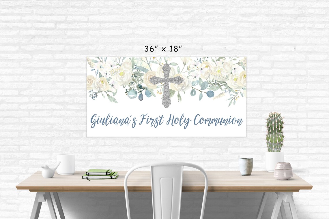 First Holy Communion Banner 1st Communion Party Decorations - Etsy
