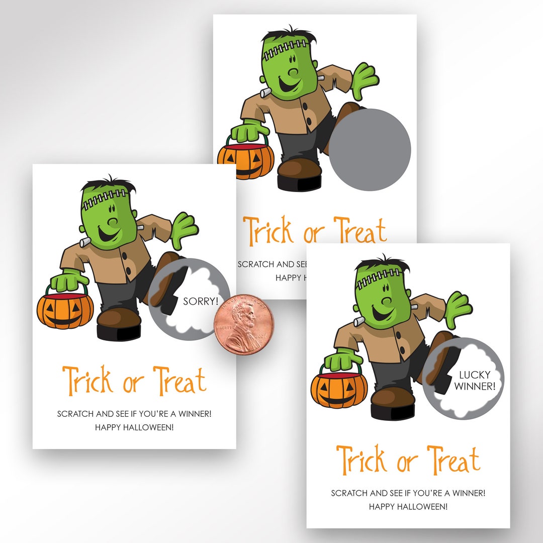 Halloween Party Game Scratch off Ticket Cards Frankenstein Kids ...