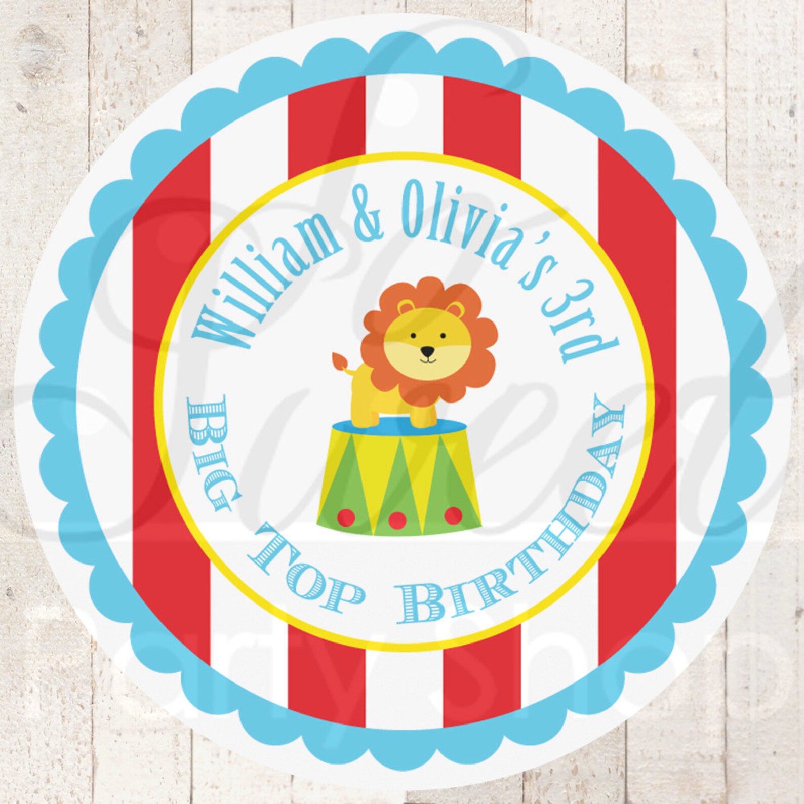 Circus Birthday Stickers Circus Party Favor Sticker Labels Kids Circus ...