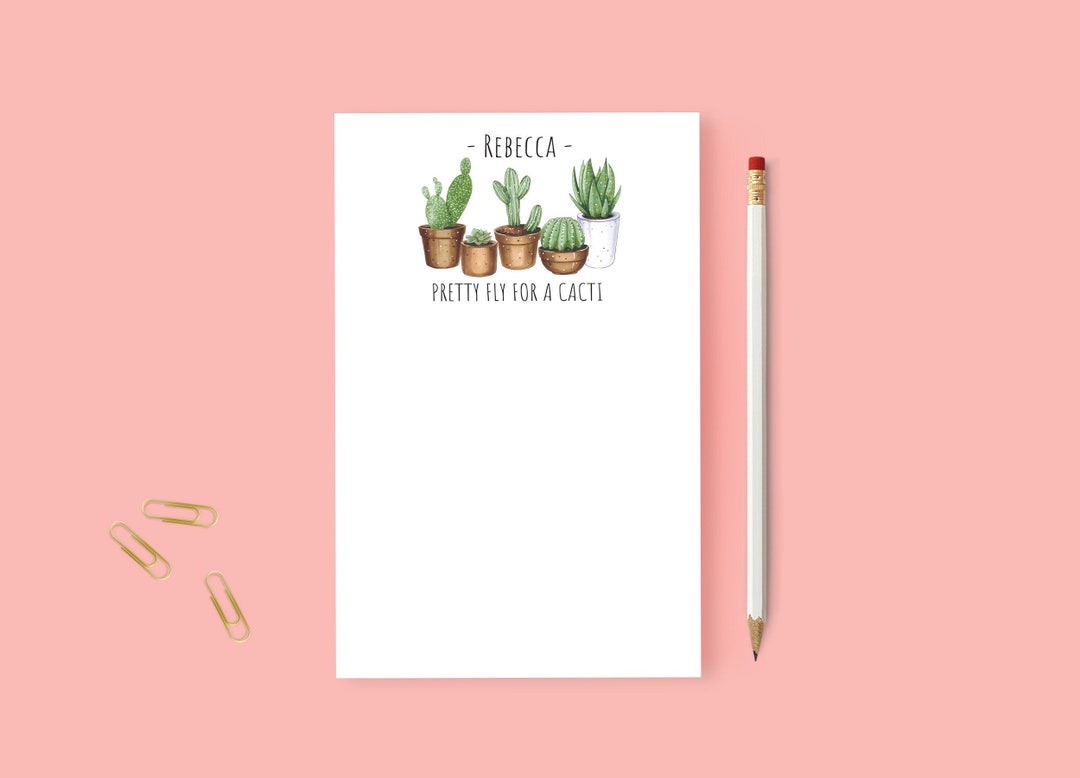 Cactus Notepad Personalized Name Notepad Plant Lover Gift Pretty Fly ...