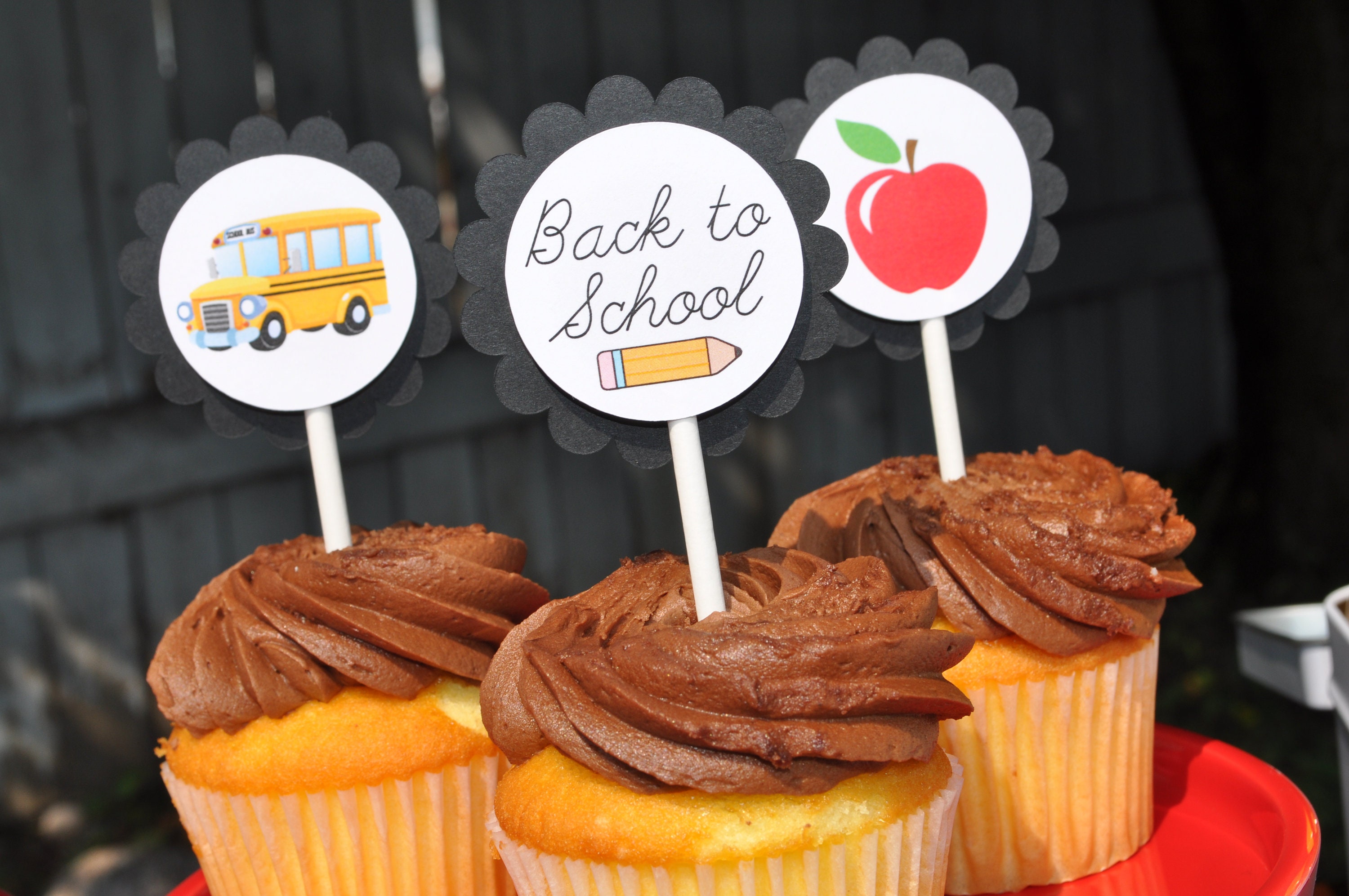 Back to School Party CUPCAKE TOPPERS, Teacher, Classroom Decor, School ...